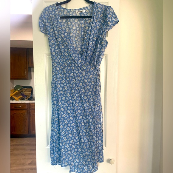 Reformation | Dresses | Reformation Blue Floral Wrap Dress | Poshmark